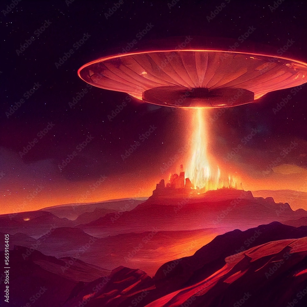 Alien Space battle of spaceships and battle cruisers laser shots sparks ...