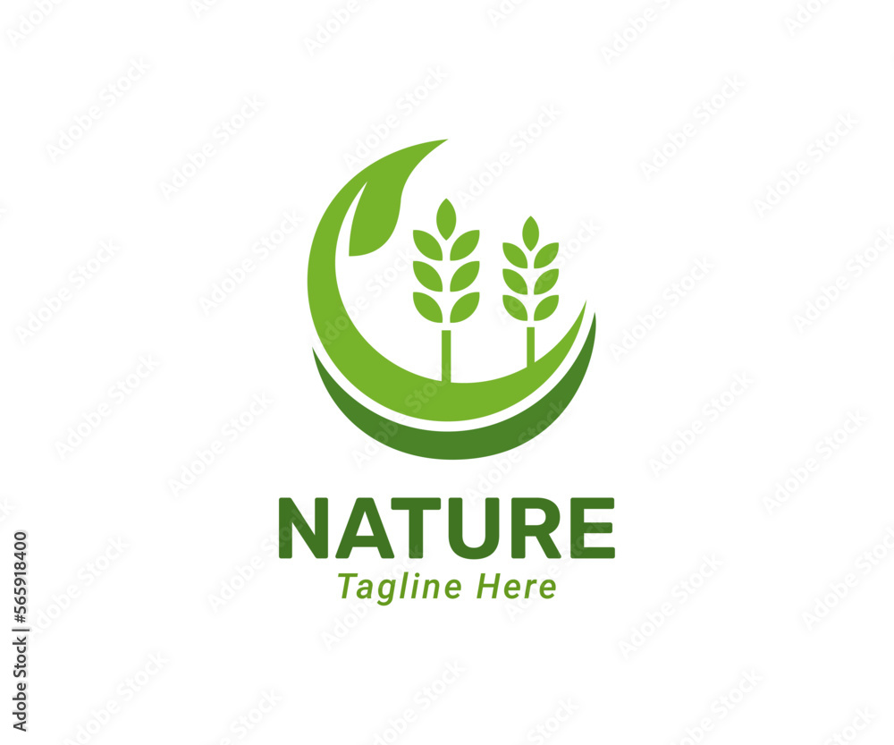 Green nature logo design template. Modern and simple logo for nature ...