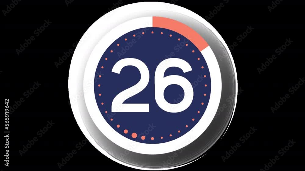 Orange Flat Countdown Timer 30s on transparent alpha channel ...