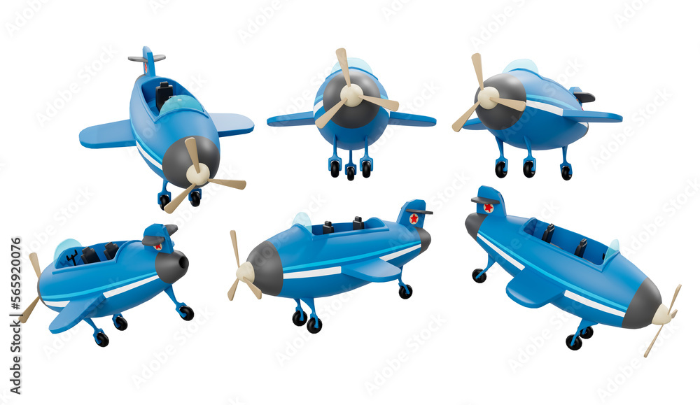 Cartoon Plane different angles transparent background high quality ...