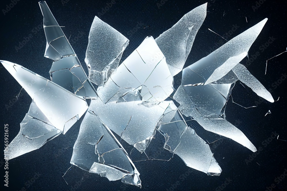 Broken glass vector shatter explosion, sharp ice fragments 3D splinters ...