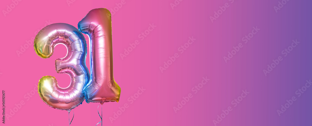 Inflatable balloons with helium in the form of the number 31 on a ...