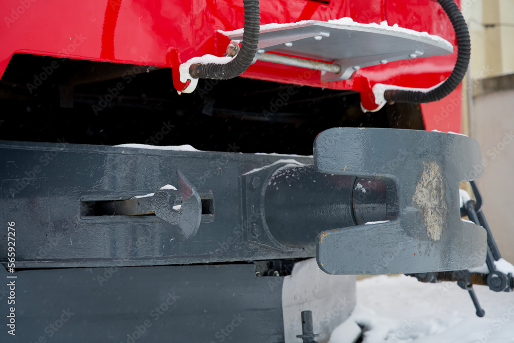 Locomotive of a historic red swiss train of the albula express railway ...