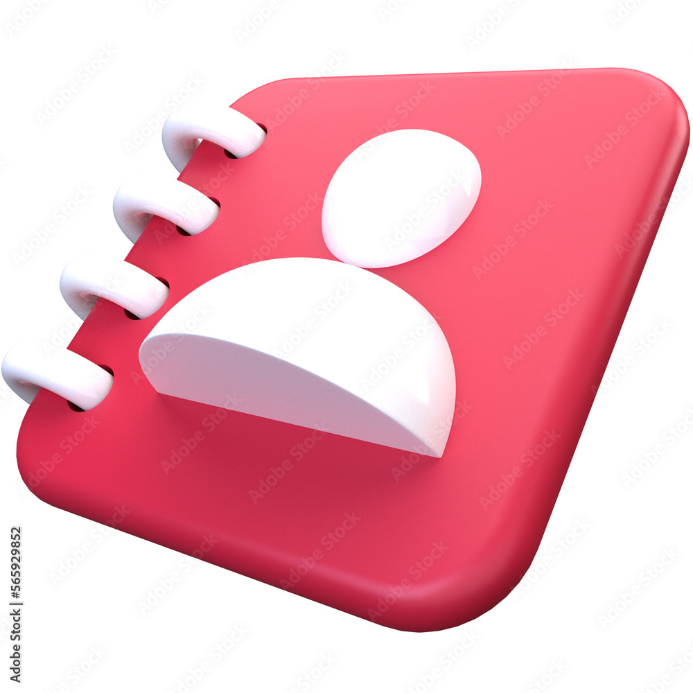 3d Contact icon in Viva Magenta color, for UI, poster, banner, social ...