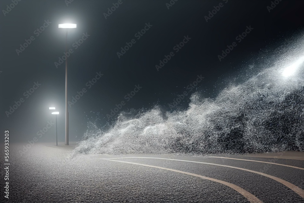 Road dust cloud with flying stones and particles isolated on ...