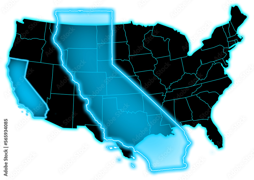 california map blue glow united state of america transparent background ...