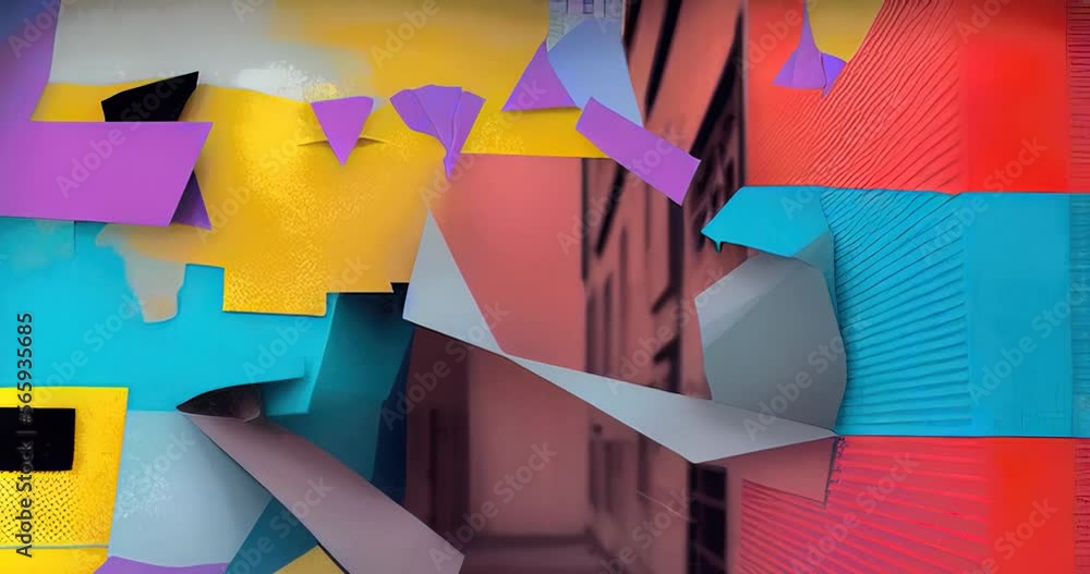 colorful paper collage with tape on the wall background animation ...