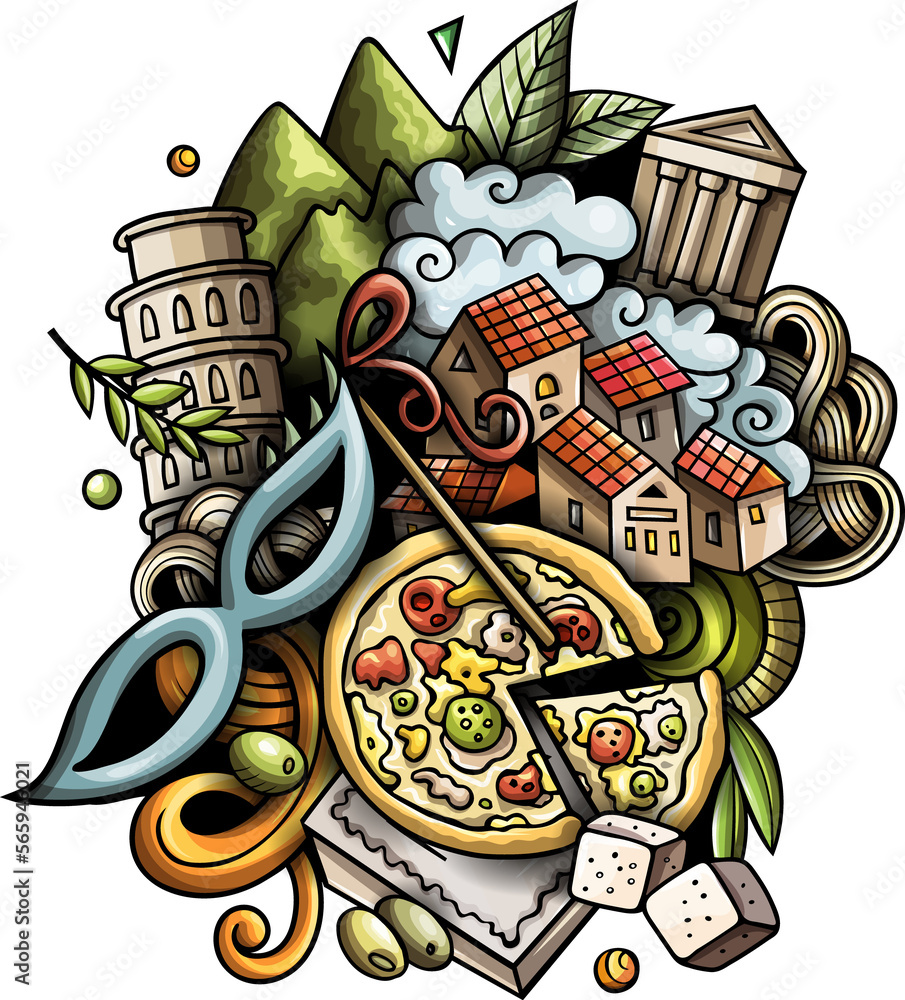 Italy detailed cartoon illustration Stock Illustration | Adobe Stock