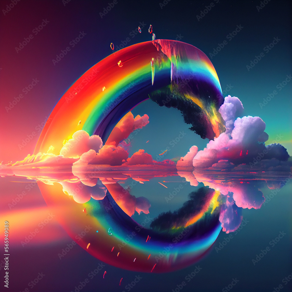 Rainbow melting in the sky - AI generated abstract paint splash ...