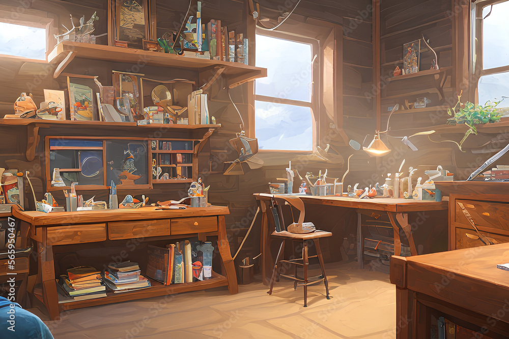 Wizard's Room With Ancient Artifacts 08- Background for Level Design ...