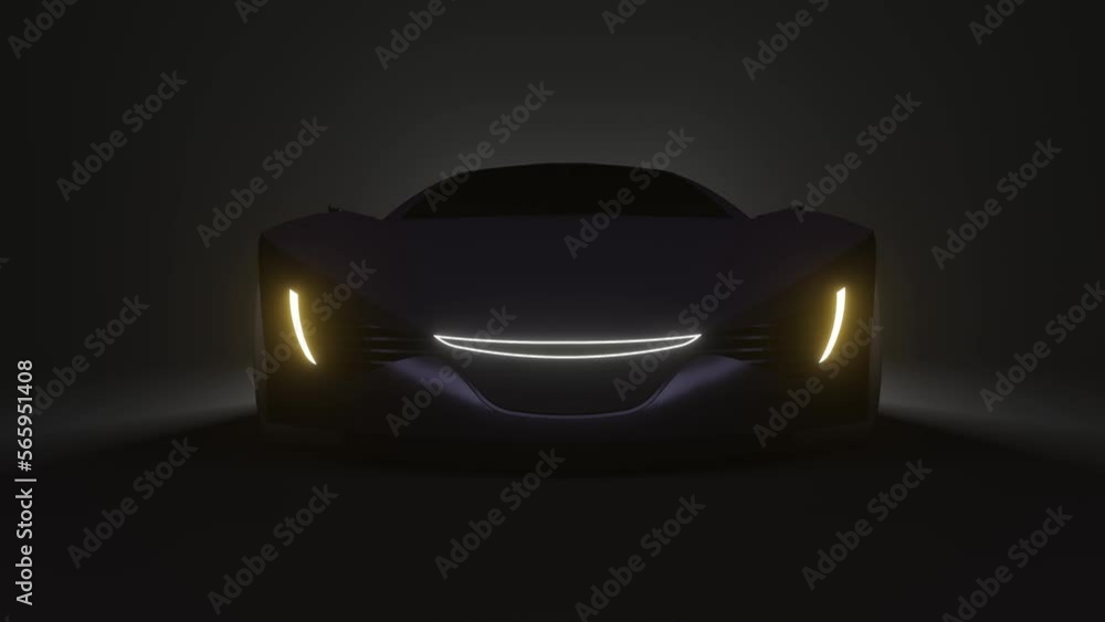 3D Rendered Super car Cinematic front view in dark background, sport ...