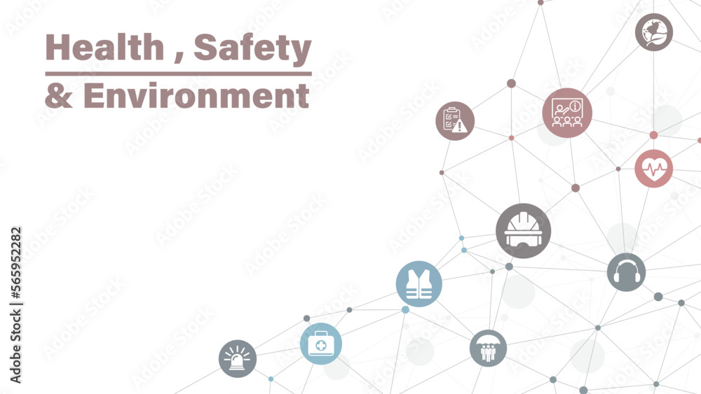 Health Safety and Environment Icon Set and Web Header Banner. icons ...