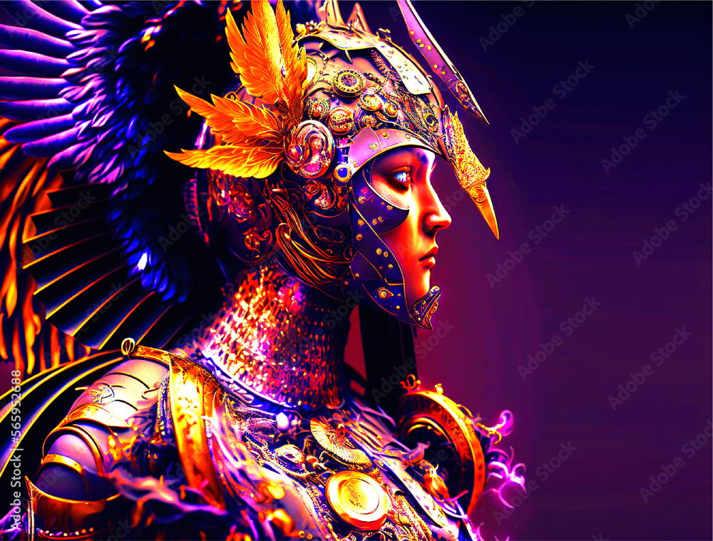 luxury Cyborg cyber steampunk style illustration fictional person black ...