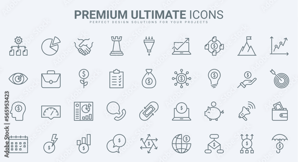 Business strategy thin line icons set vector illustration. Outline ...