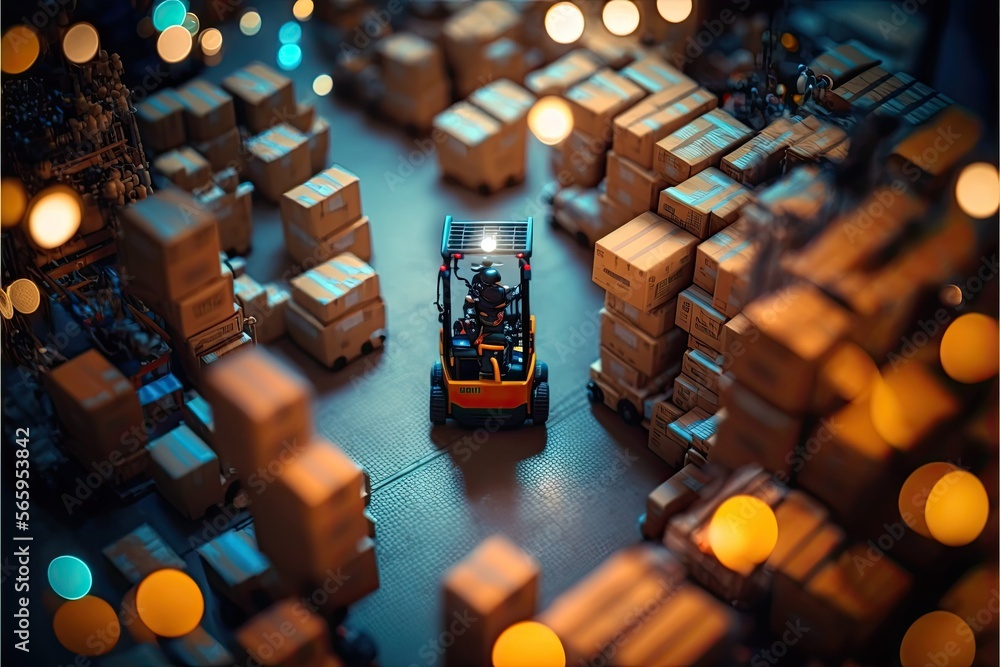 Robot or cybrog working in warehouse. Future Innovation. Generative AI ...