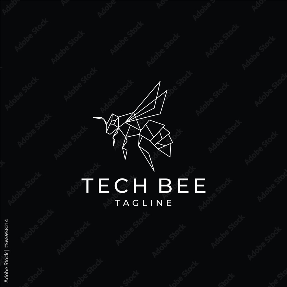 Tech bee logo design vector template Stock Vector | Adobe Stock
