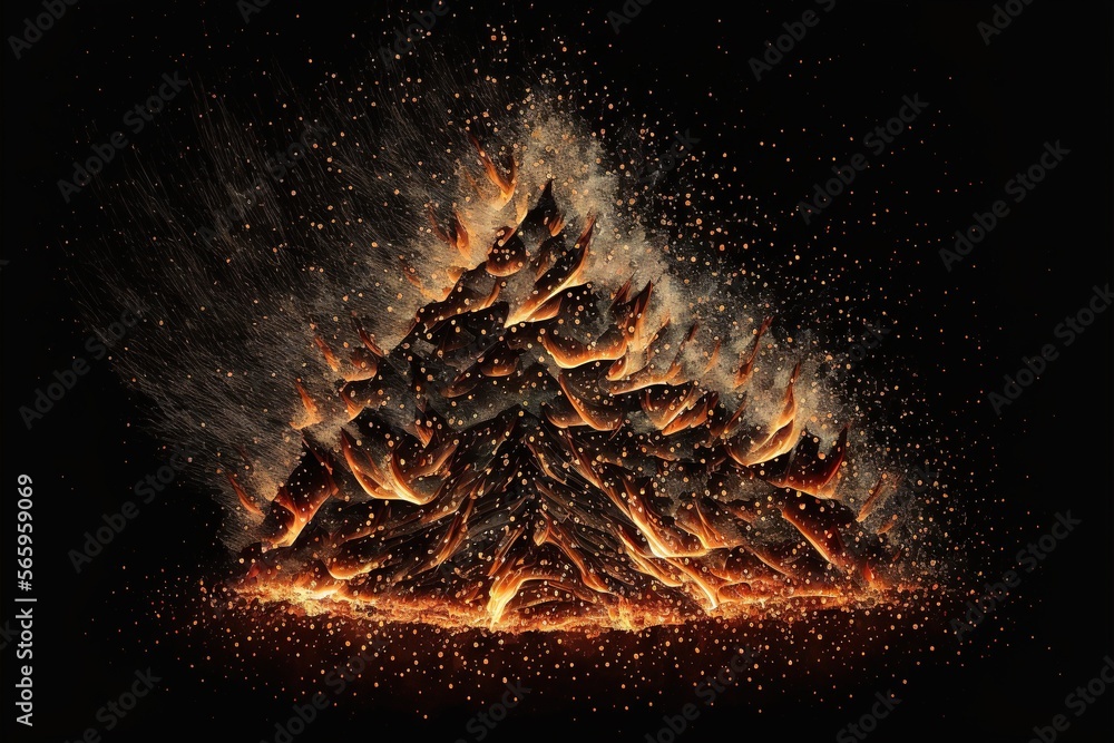 a fire triangle is shown with lots of fire coming out of it and a black ...