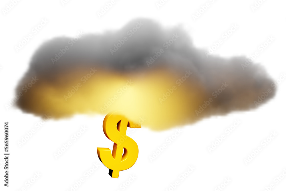 Cloud and dollar sign lightning bolt concept isolated on transparent ...