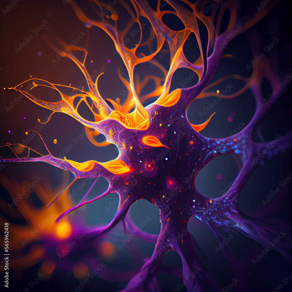 Synaptic connections in neon light - close-up view on neural synapse ... Synaptic connections in neon light - close-up view on neural synapse ...