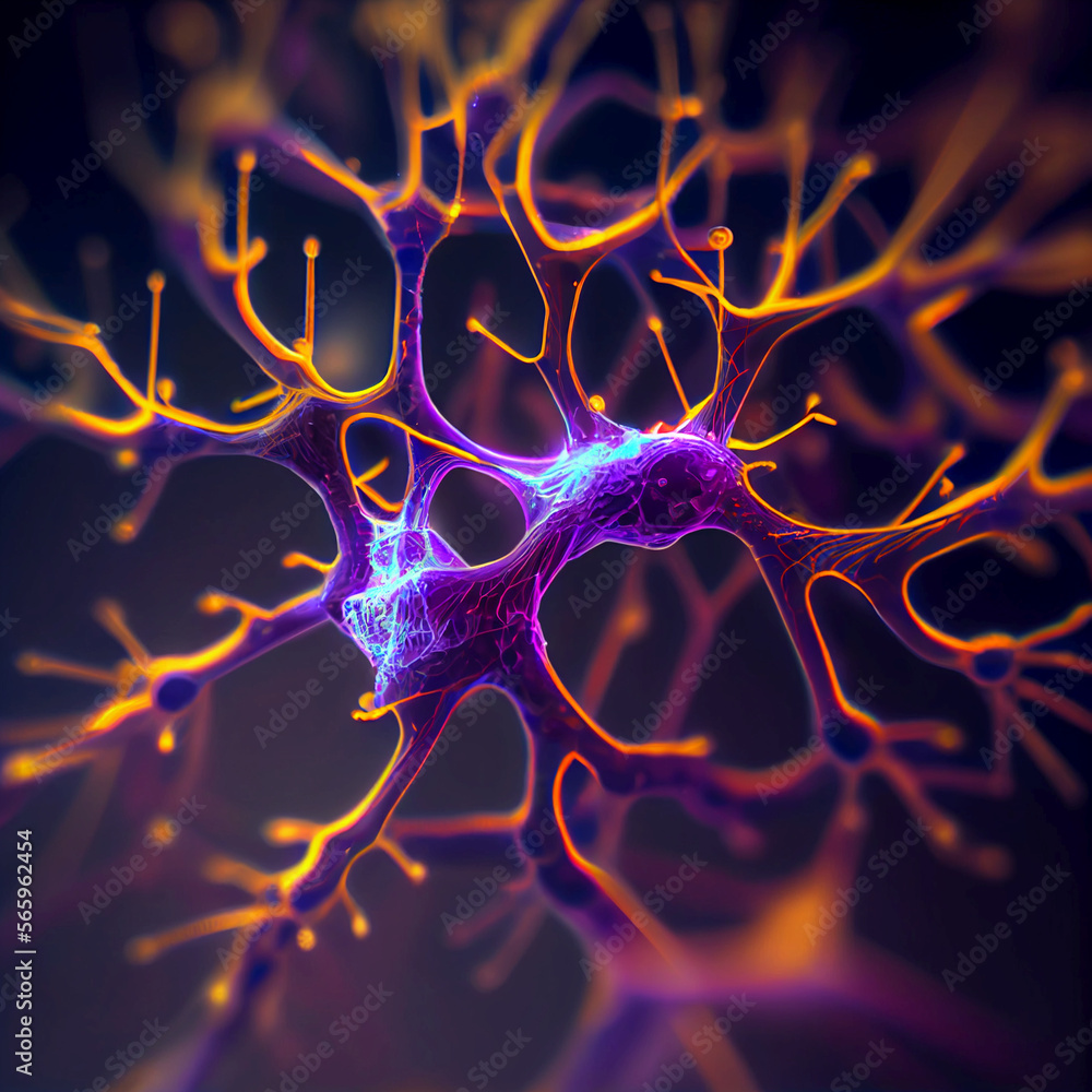 Synaptic connections in neon light - close-up view on neural synapse ... Synaptic connections in neon light - close-up view on neural synapse ...