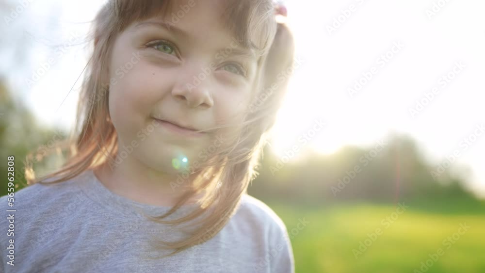 people sun in the park. portrait little girl outdoors. happy family kid ...