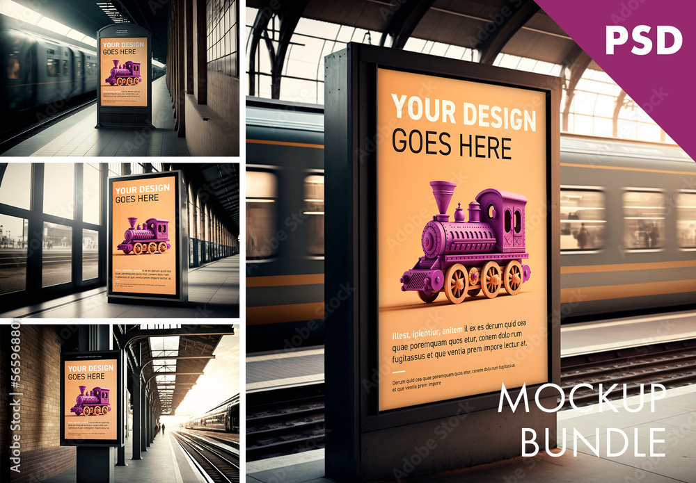 Train station advertising mockups - Generative AI Stock Template ...