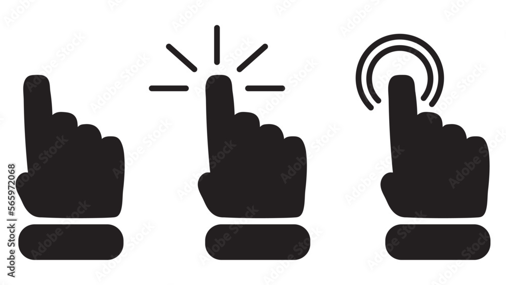 Hand clicking icon collection.Pointer click icon. Mouse click cursor ...