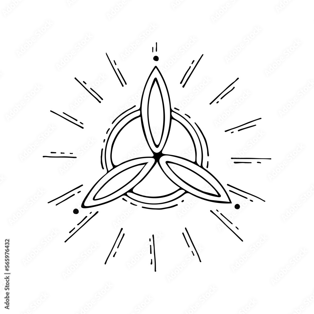 Bohemian triquetra line art. Celtic ancient symbol. Sacred sign in form ...