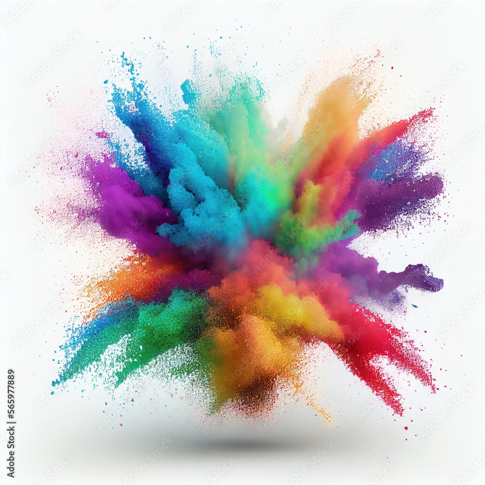 A vibrant colored powder explosion on a white background, perfect for ...