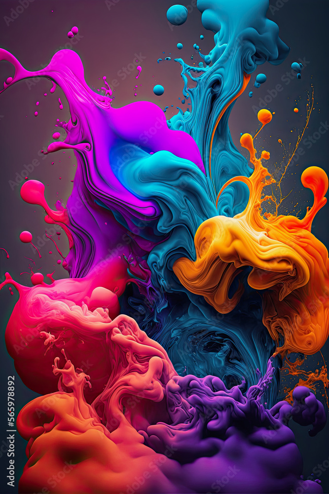 abstract ai generated background illustration of a colored floating ...