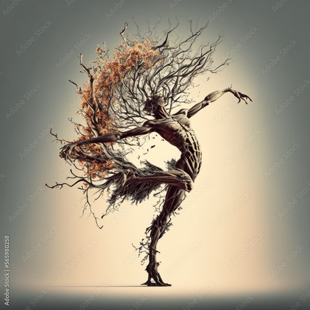 dance tree,mother earth, lady become beautiful tree, logo. personal ...