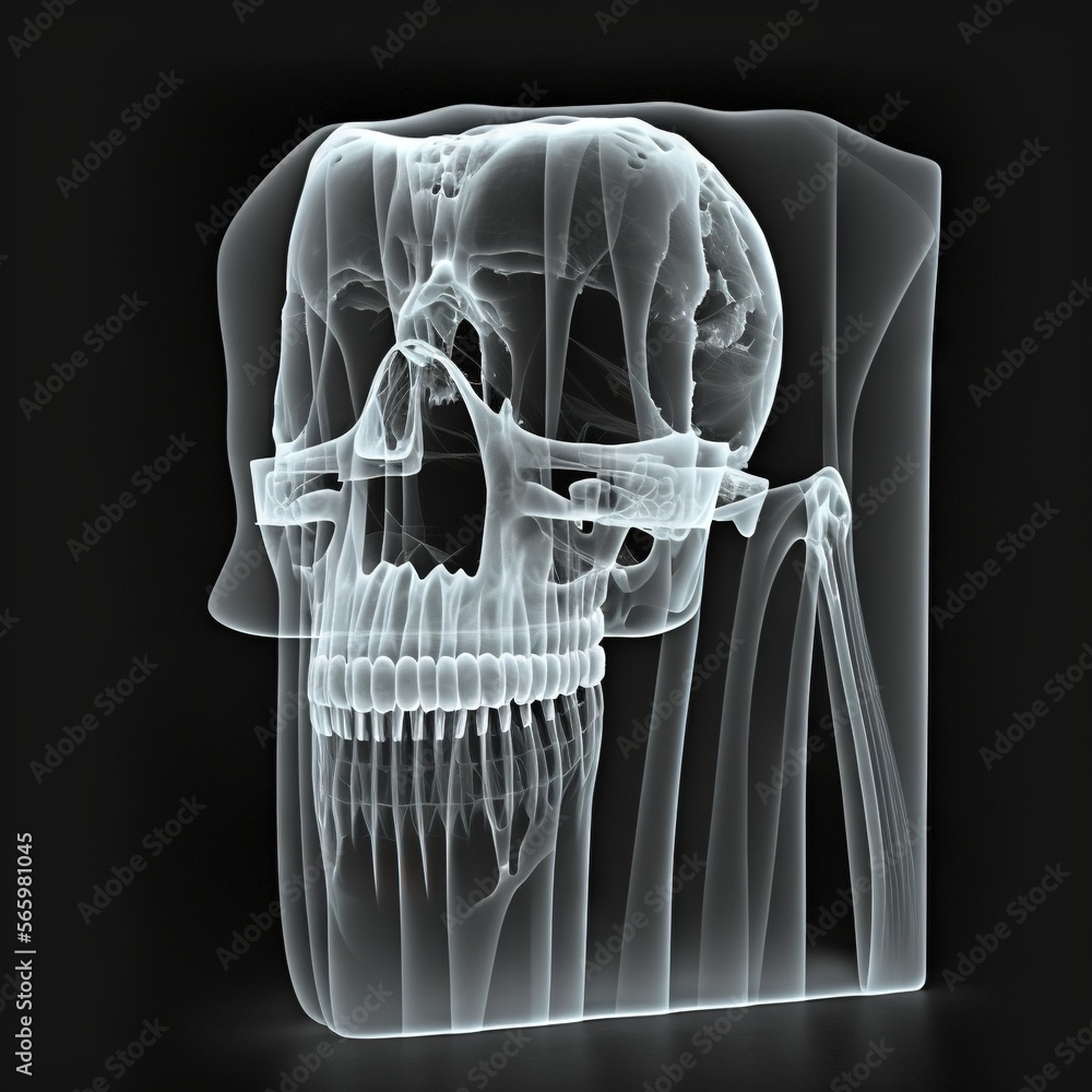 a x - ray image of a human skull with the lower jaw exposed and the ...