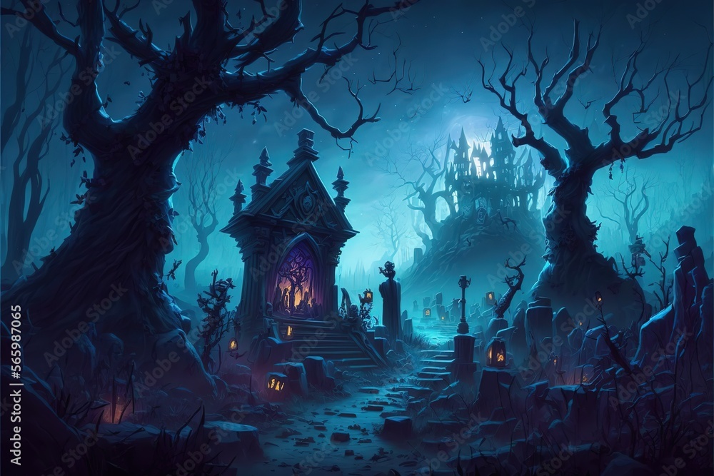 Dark fantasy landscape, dark world background Stock Illustration ...