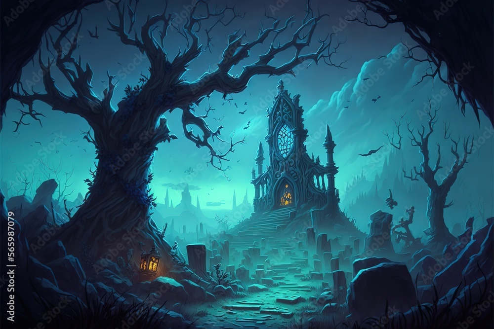 Dark fantasy landscape, dark world background Stock Illustration ...