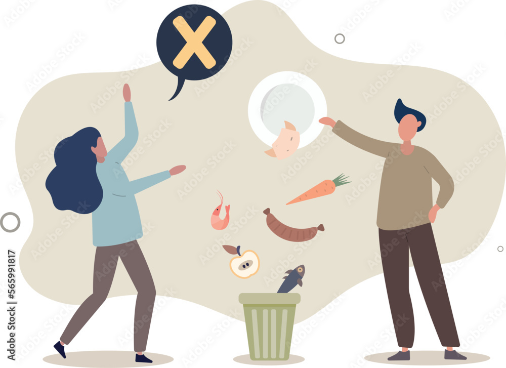 Food waste and meal leftovers garbage reduce awareness.Throw away ...