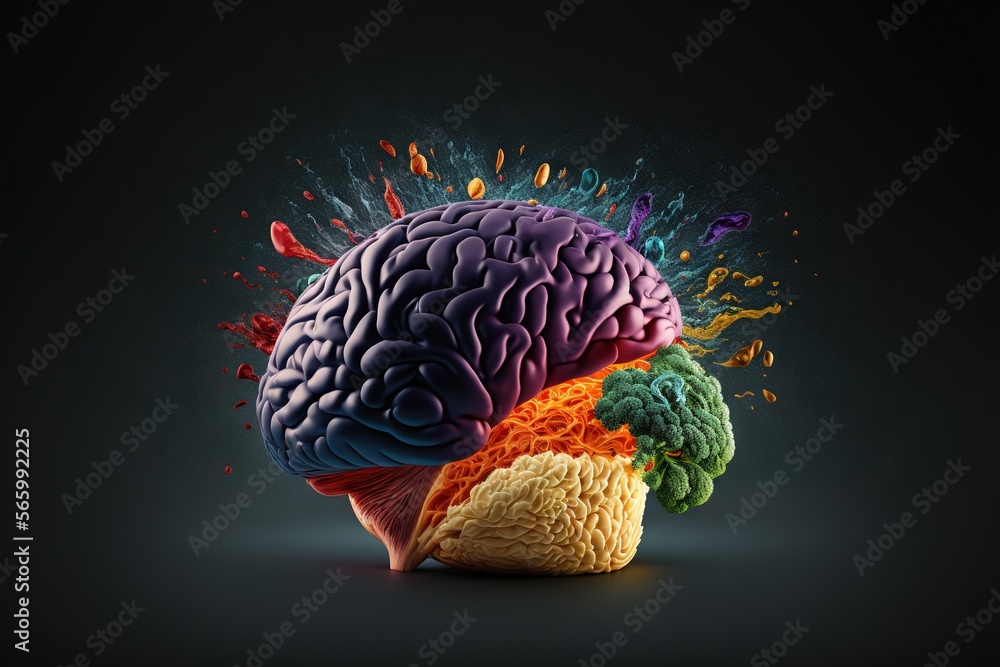 a colorful brain is shown with different colors and shapes on it's side ...