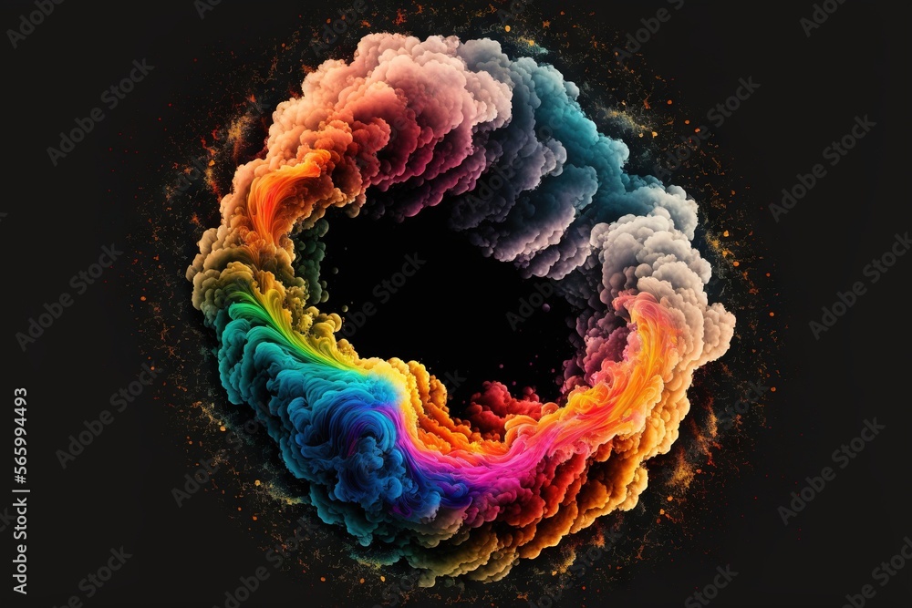 a colorful smoke ring on a black background with a black background and ...