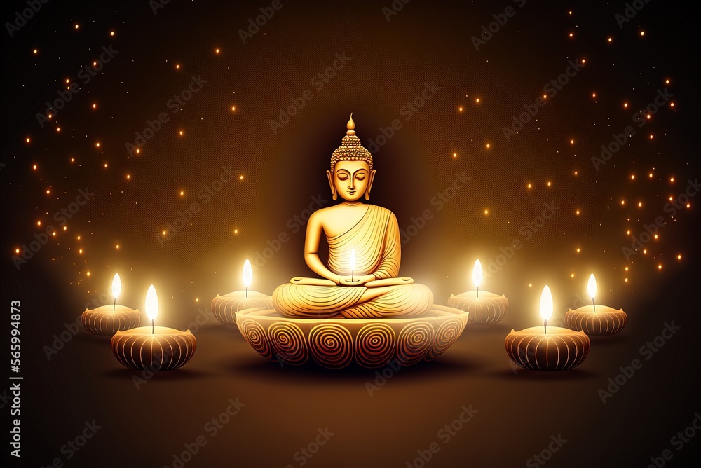 Buddhist festival of lights poster design concept depicting a festive ...