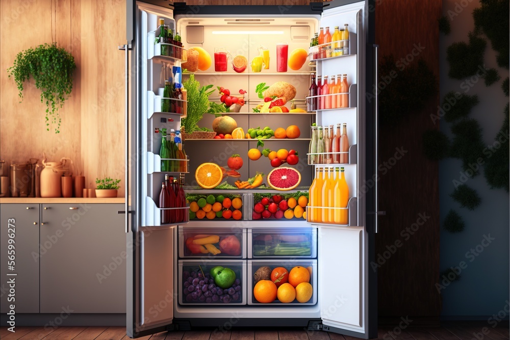 an open refrigerator filled with lots of different types of food and ...