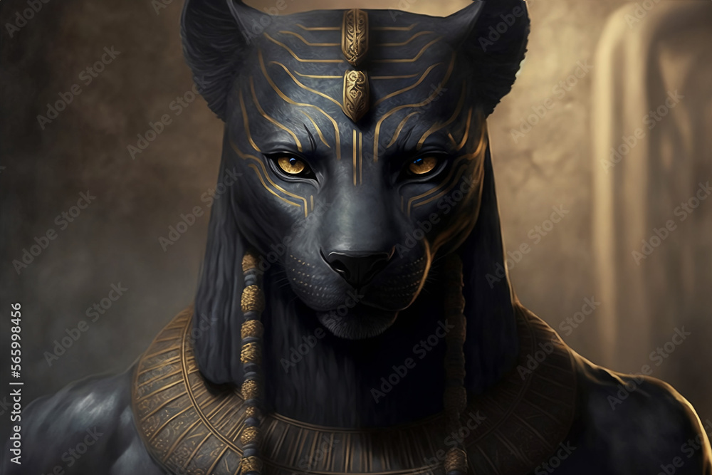 Ancient Egyptian Black Panther Statue - Illustration Stock Illustration ...
