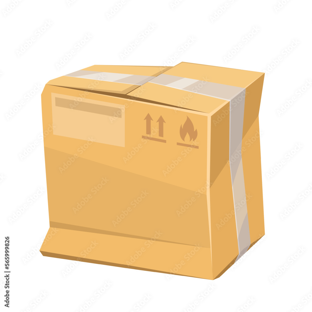 Damaged broken box with damage vector illustration. Cartoon isolated ...