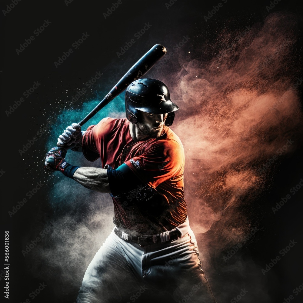 baseball player at bat - created with generative AI Stock Illustration ...