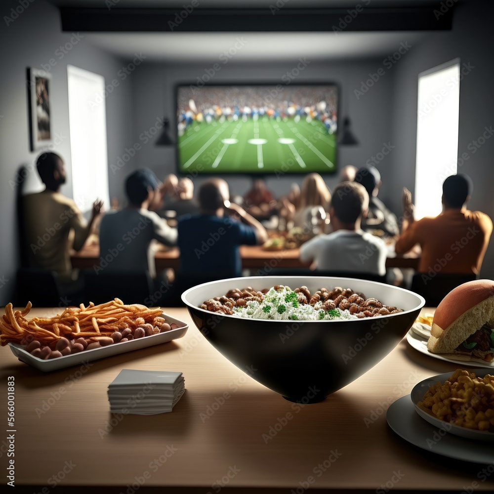 Photo & Art Print sports party with snacks - created with generative AI ...
