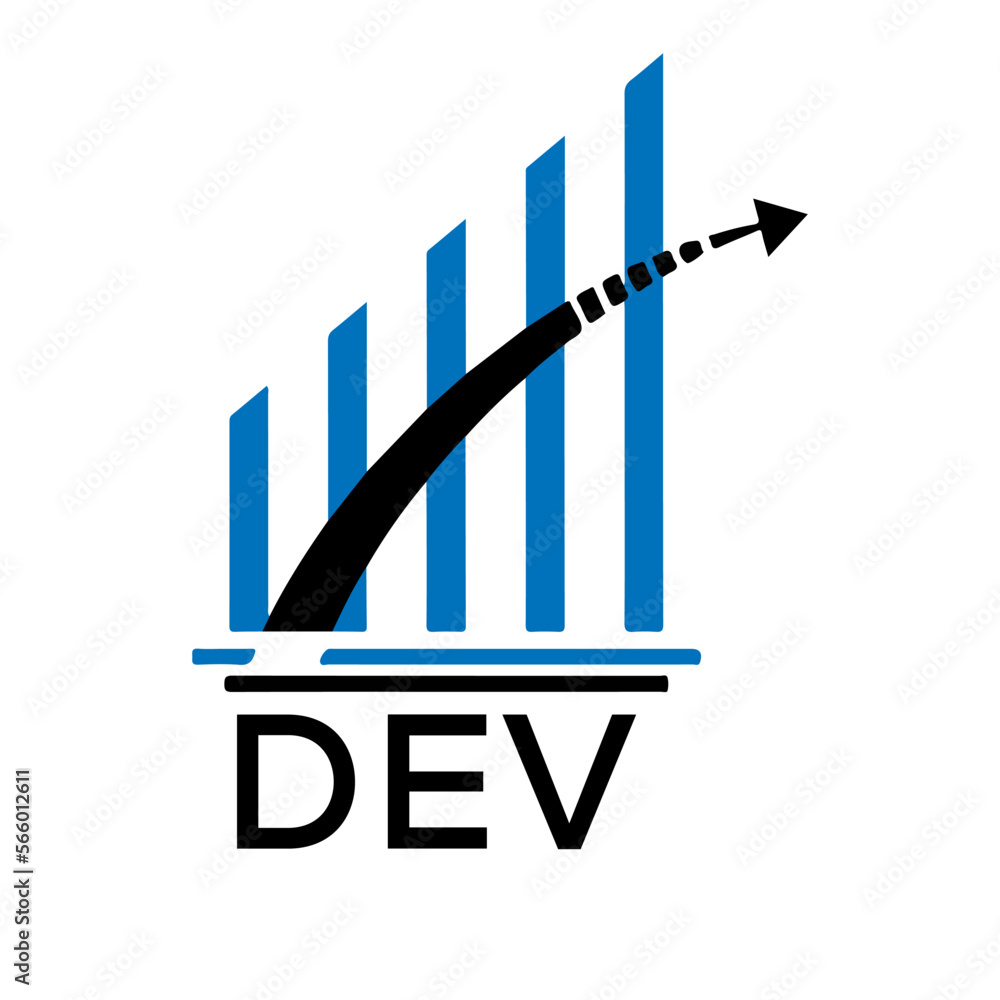 DEV letter logo. DEV blue image on white background. DEV vector logo ...