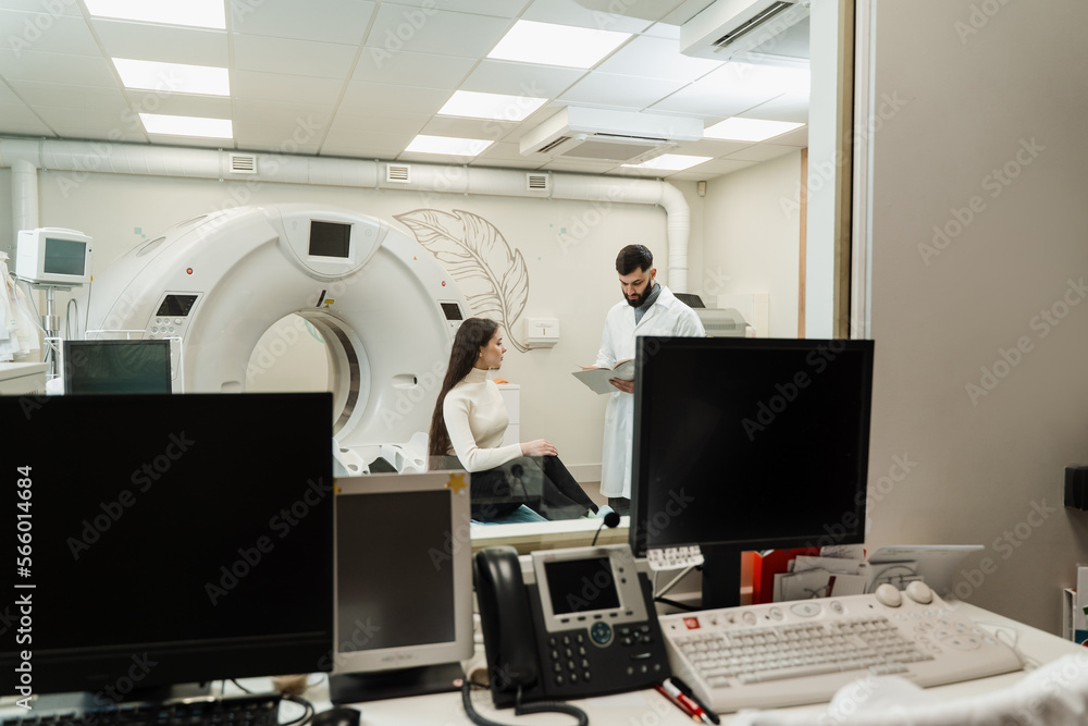 Consultation before computed tomography x-ray scan procedure to obtain ...