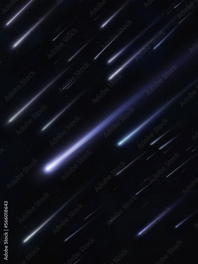 Beautiful starfall at night. A meteor shower consisting of large and ...