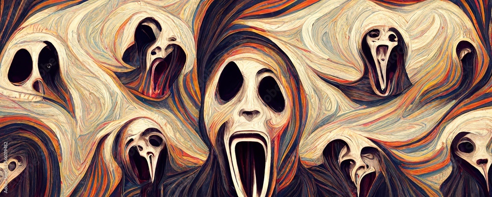 Abstract digital art background design scary mask screaming like ...