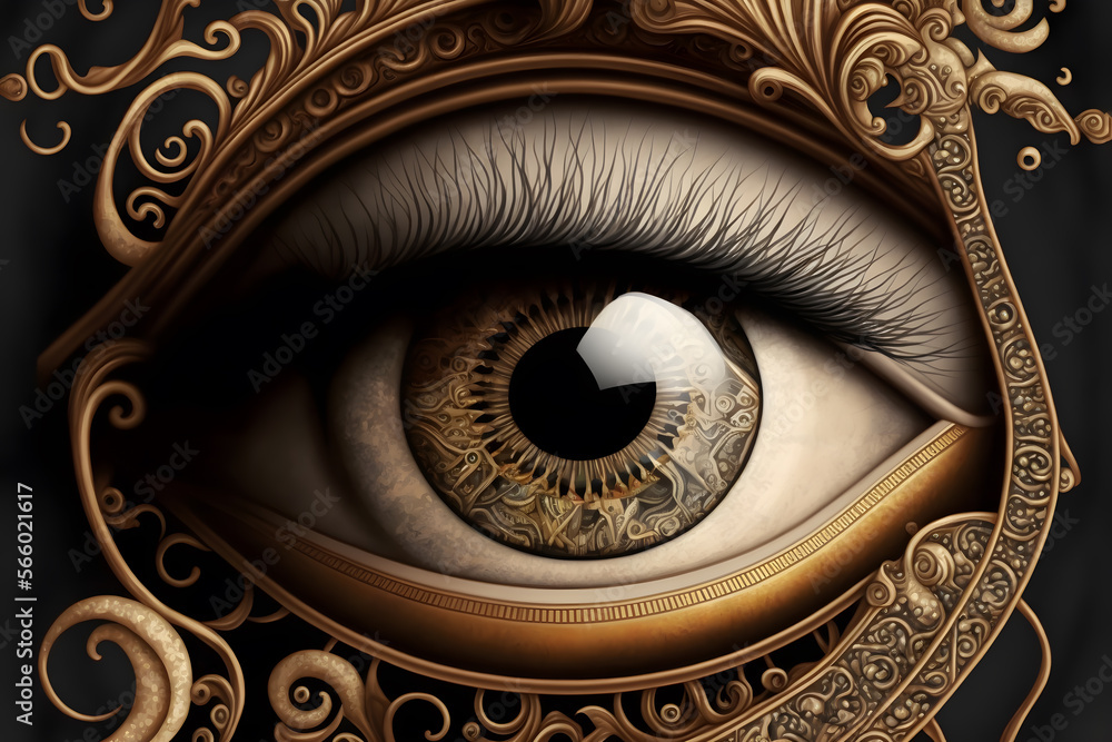 Illustrative design of the eye in close up. Art deco style with ...