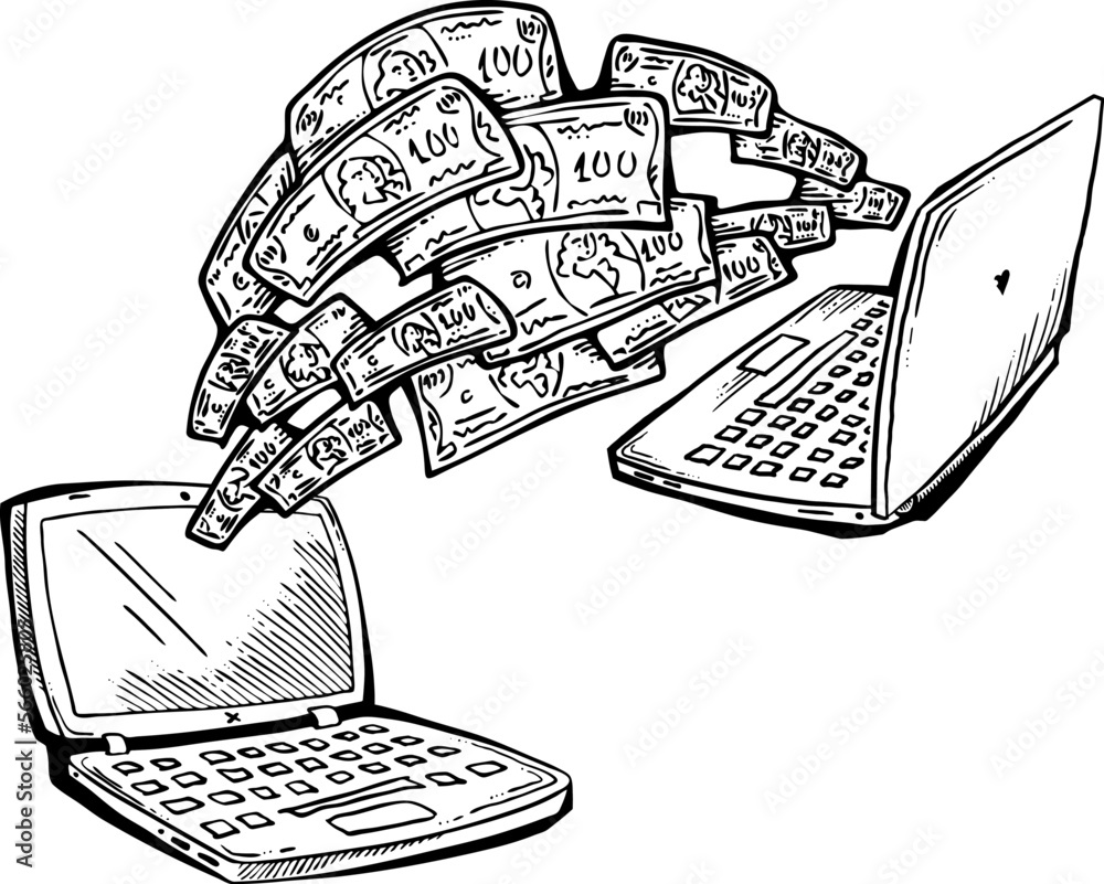 Money cash flying into and out of wallet. Income transfer, currency ...