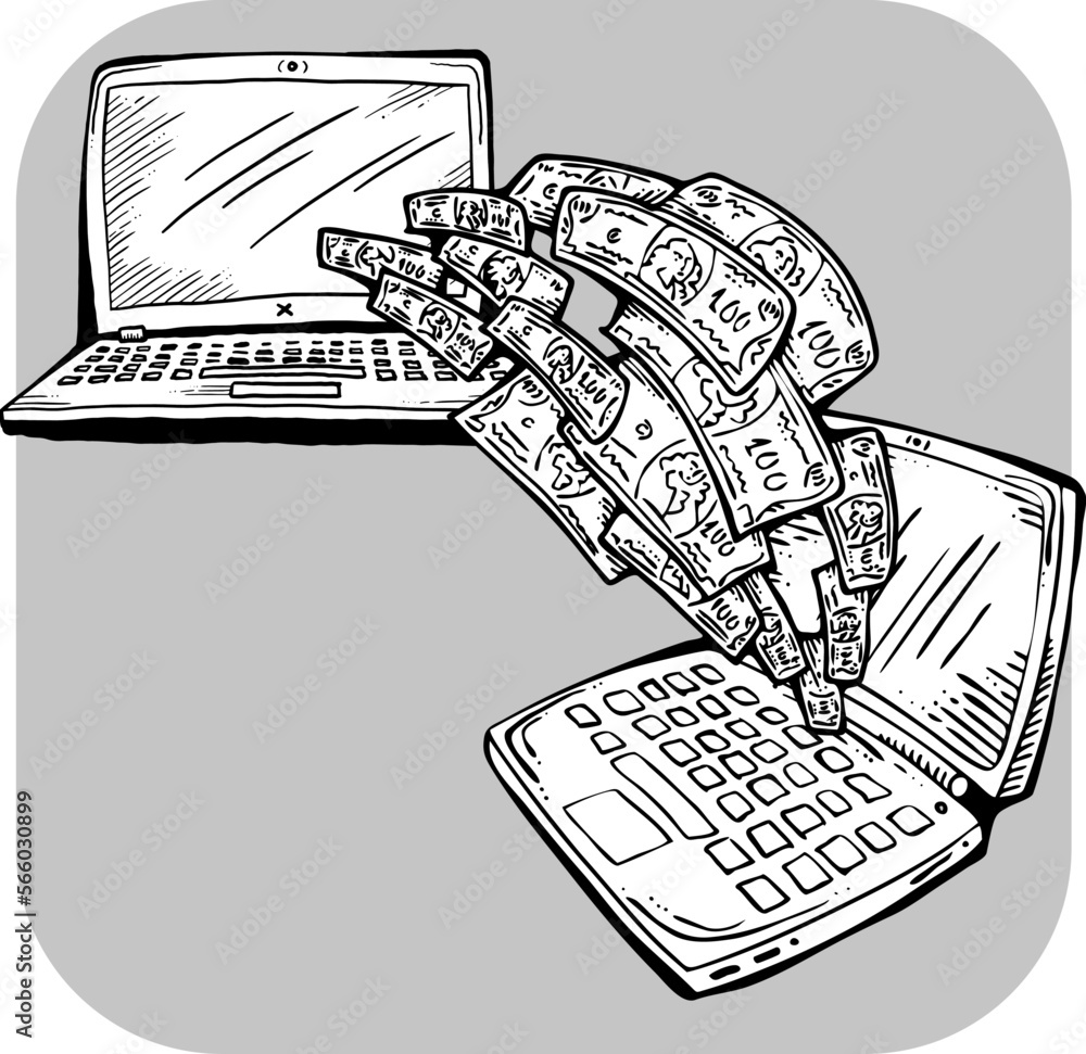 Money cash flying into and out of wallet. Income transfer, currency ...